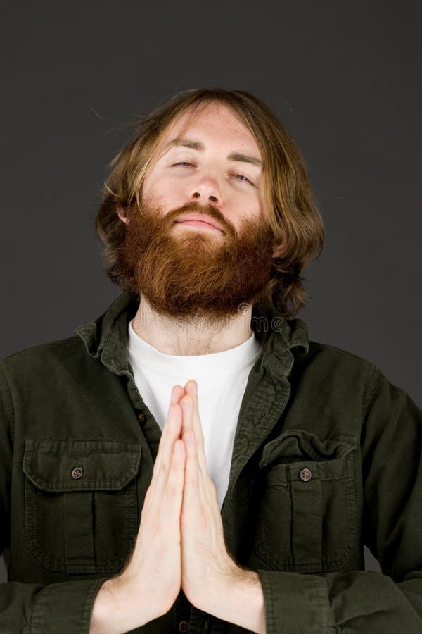 Model Isolated on Plain Background Praying Wishing Stock Image - Image ...