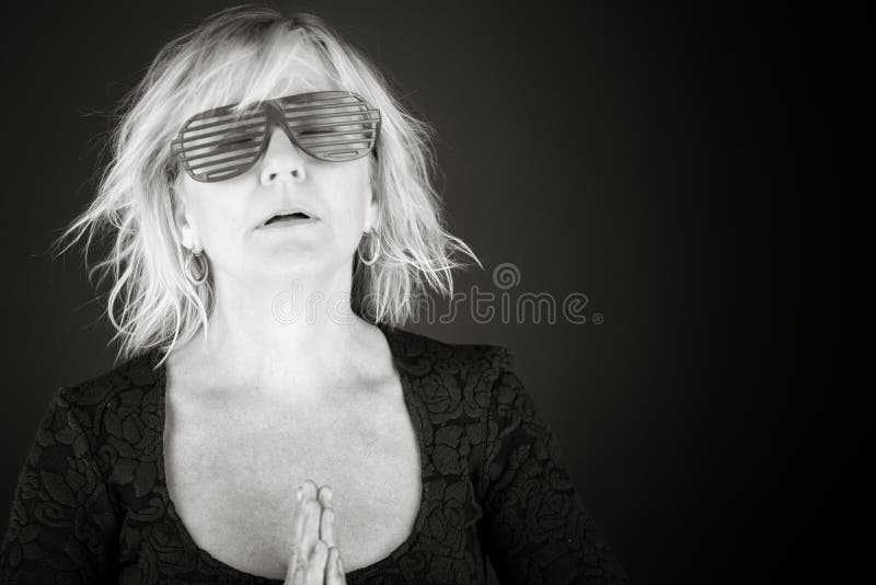 Model Isolated on Plain Background Praying Wishing Stock Photo - Image ...