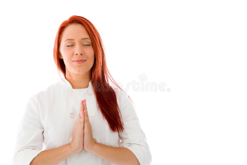 Model Isolated on Plain Background Praying Wishing Stock Photo - Image ...