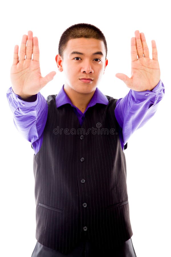 Model Isolated on Plain Background Stop Sign with Foto de Stock ...