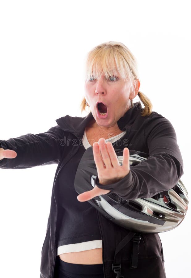 Model Isolated on Plain Background Stop Sign with Stock Photo - Image ...