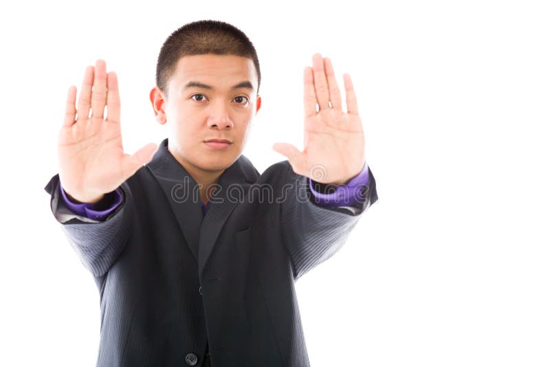 Model Isolated on Plain Background Stop Sign with Stock Image - Image ...