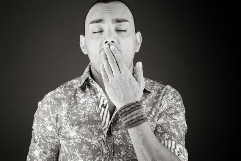 Model Isolated on Plain Background Tired Bored Stock Photo - Image of ...