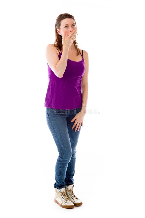 Model Isolated on Plain Background Tired Bored Stock Photo - Image of ...