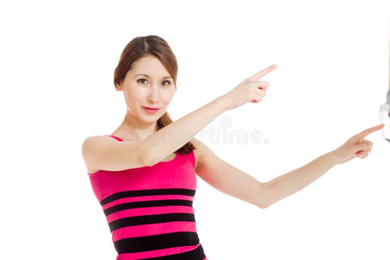Model isolated pointing stock photo. Image of person - 54611090