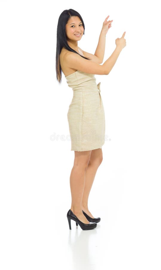 Model isolated pointing stock photo. Image of model, look - 54916018