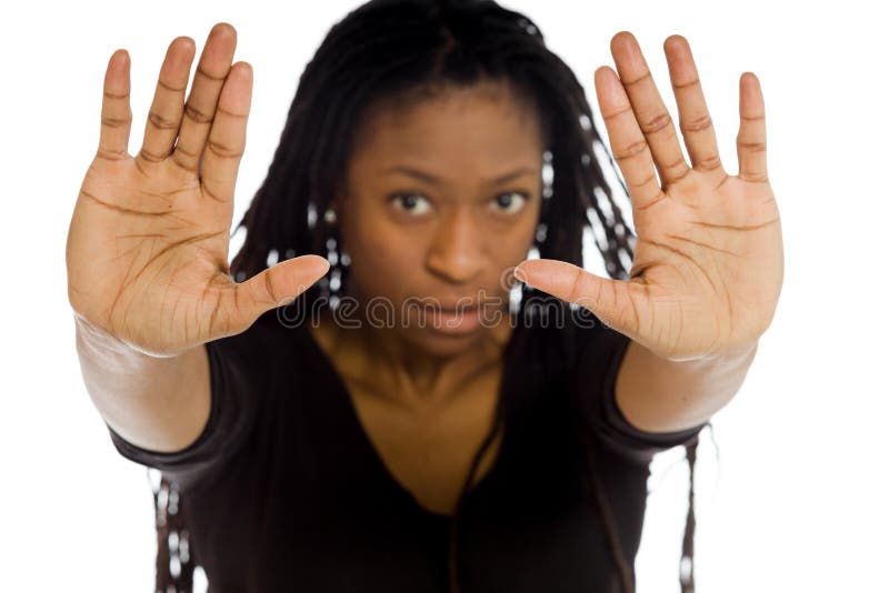 Young Girl with His Hand Raised in Signal To Stop Stock Image - Image ...