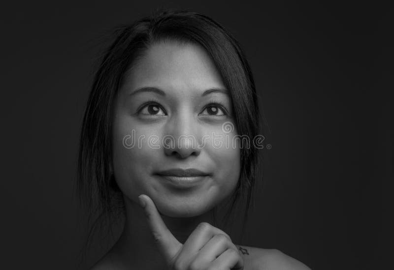 Model Isolated Thinking Looking Up Stock Image - Image of looking ...