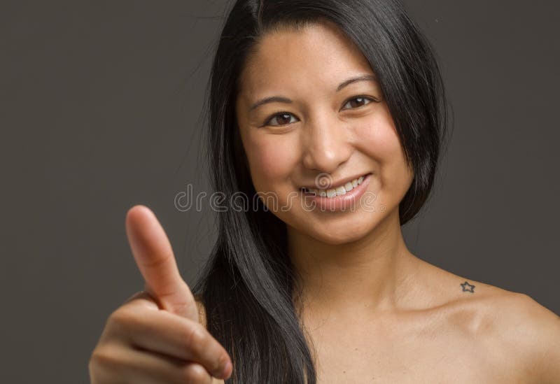Model Isolated Thumbs Up Success Stock Photo - Image of confidence ...