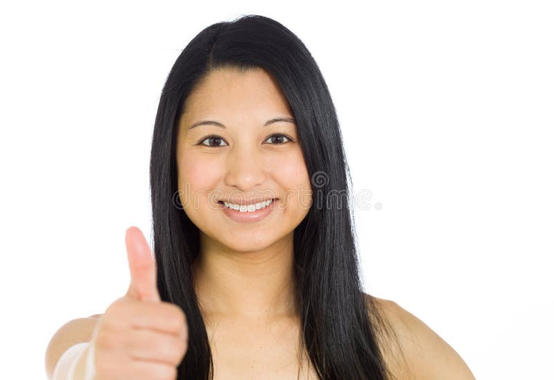 Model Isolated Thumbs Up Success Stock Image - Image of ideas, female ...
