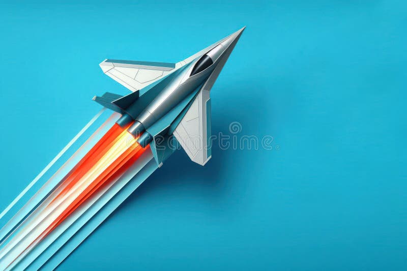 A Model of a Jet Plane on a Blue Background. Space for Text. Stock ...
