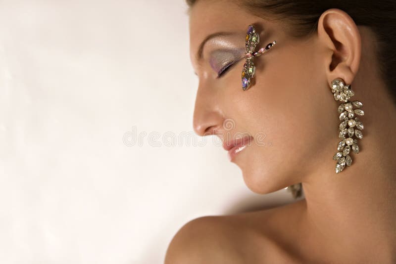 Model with Jewelry on Profile View Stock Photo - Image of female ...
