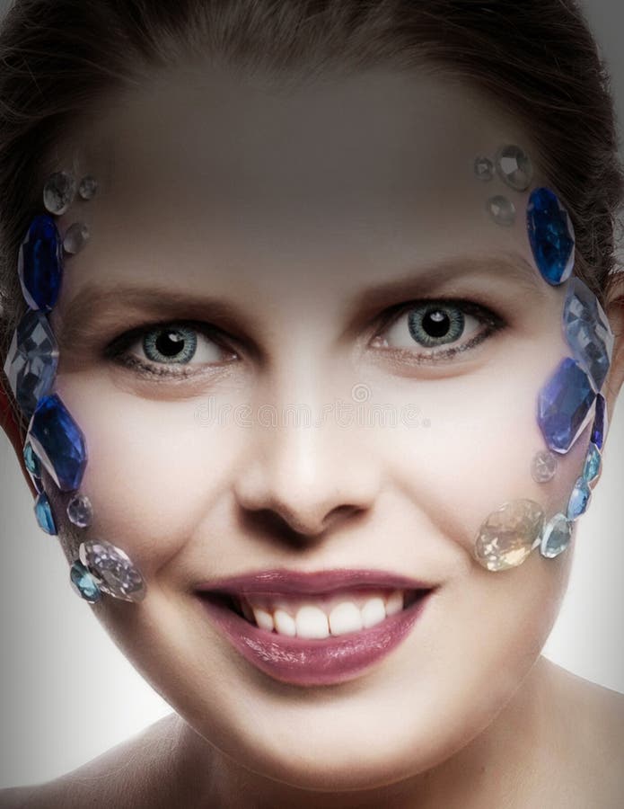 Model with Jewels on Her Face Stock Photo - Image of face, facial ...