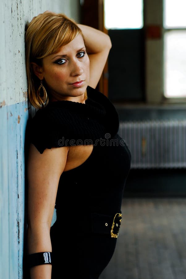 Model Leaning on a wall. stock image. Image of lingerie - 36374569