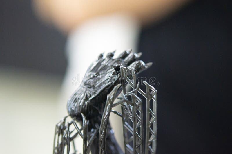 Model of Leg Printed3D Printer from Black Rubber Close-up Part of ...