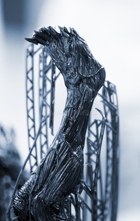 Model of Leg Printed3D Printer from Black Rubber Close-up Part of ...