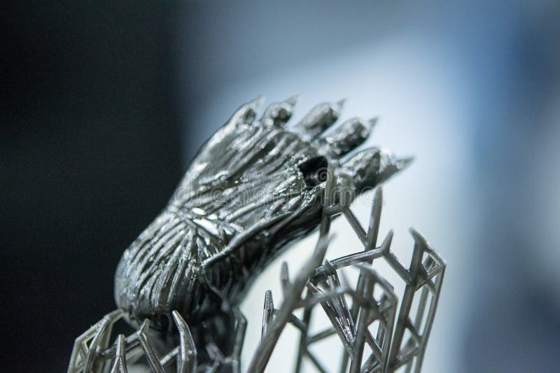 Model of Leg Printed3D Printer from Black Rubber Close-up Part of ...