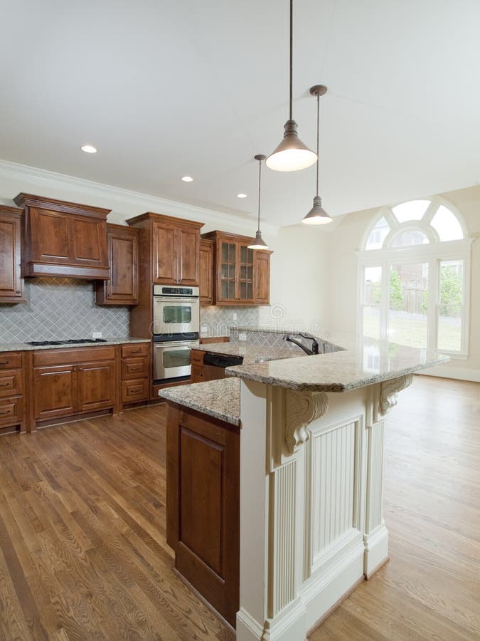Model Luxury Home Interior Kitchen Arch Window Stock Image - Image of ...
