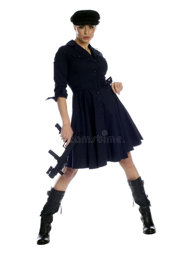 Model with Machine Gun stock photo. Image of haired, attraction - 4601564