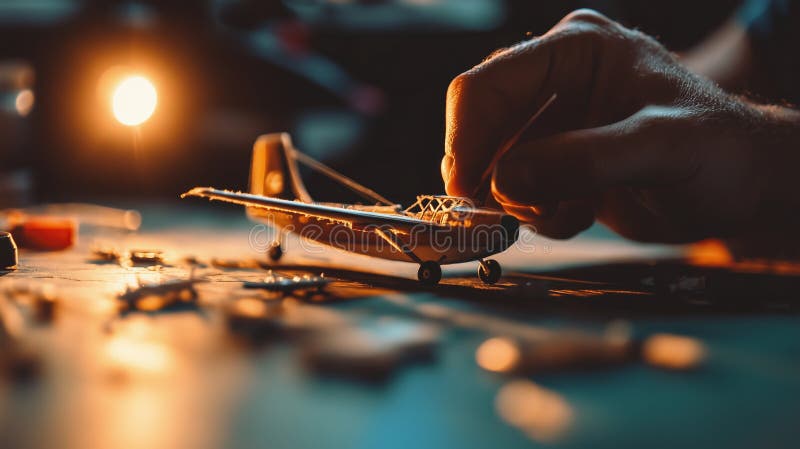 Model Maker Assembling Tiny Pieces of Airplane Model Stock Photo ...