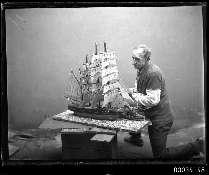 Man With A Model Of A Fully Rigged Ship, 23 June 1934 Stock Image ...