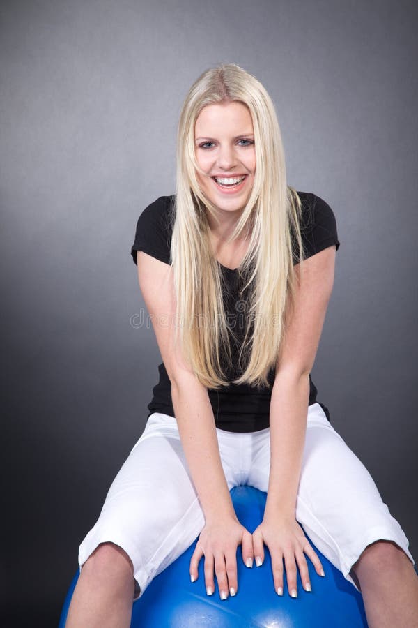 Model Makes Sport with Gym Ball Stock Image - Image of girl, healthy ...