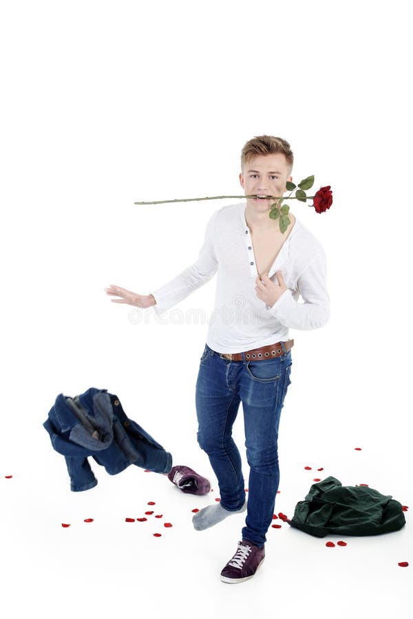 Model man with roses stock photo. Image of holding, confident - 39188198