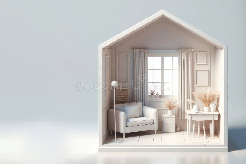 Model of a Miniature Living Room. Space for Text. Stock Photo - Image ...