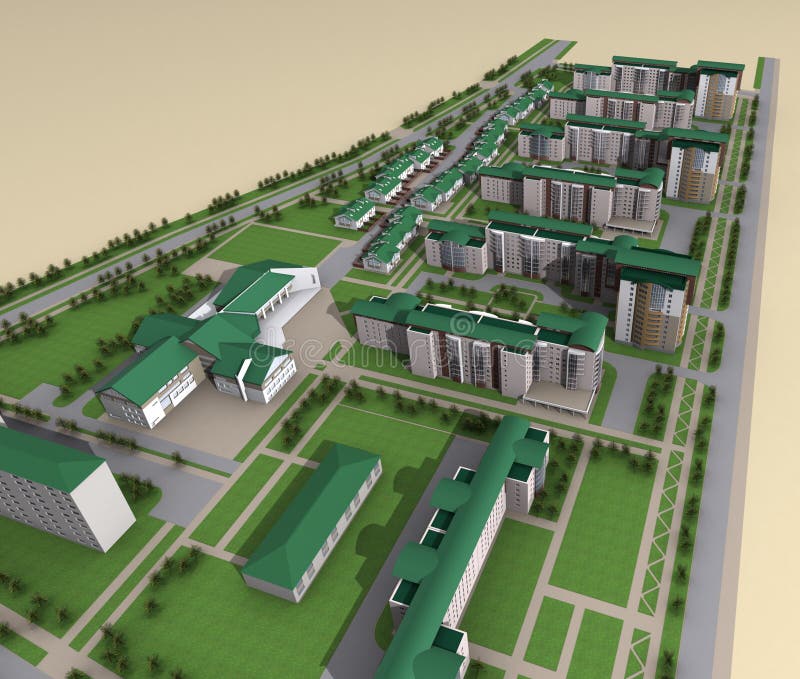 Model of Modern City Layout Stock Illustration - Illustration of ...