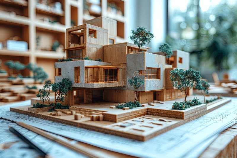 Model of a Modern House with Landscaping Stock Illustration ...