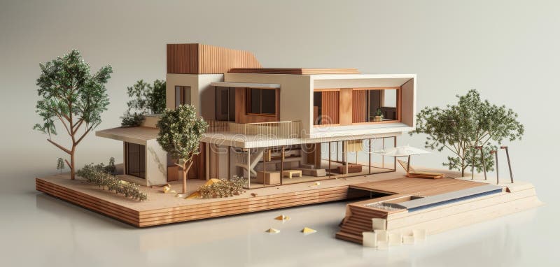 Model Modern House for Minimalist Real Estate Stock Photo - Image of ...