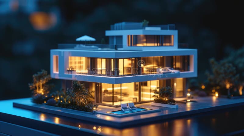 A Model of a Modern House Placed on a Table. Ideal for Showcasing ...