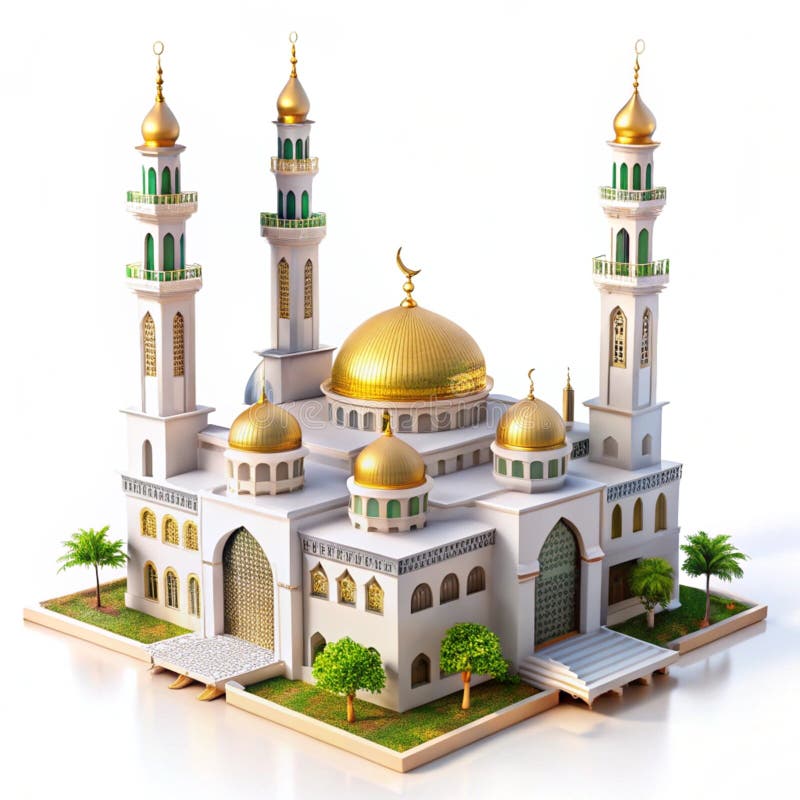 Model of Modern Mosque Isolated Stock Illustration - Illustration of ...