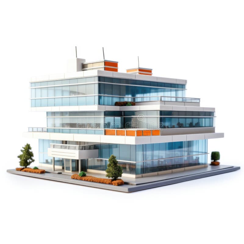 A Model of a Modern Office Building on a White Surface Stock ...