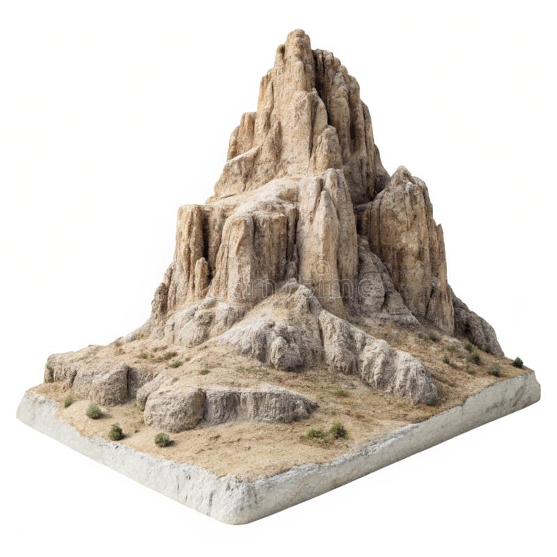 Model of Mountain with Rock Formation Isolated on White Background ...