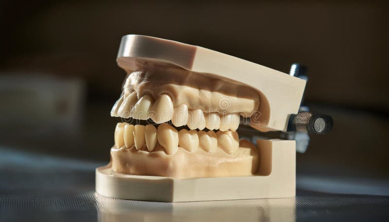 A Model of a Mouth with Fake Teeth on a Table Stock Illustration ...