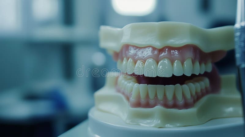 A Model of a Mouth with Fake Teeth Stock Illustration - Illustration of ...