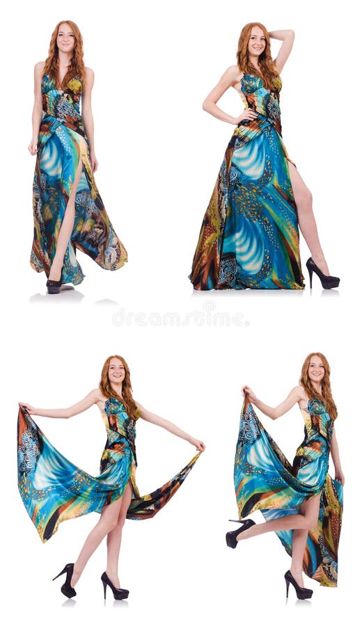 The Model in Nice Dress Isolated on White Stock Image - Image of ...