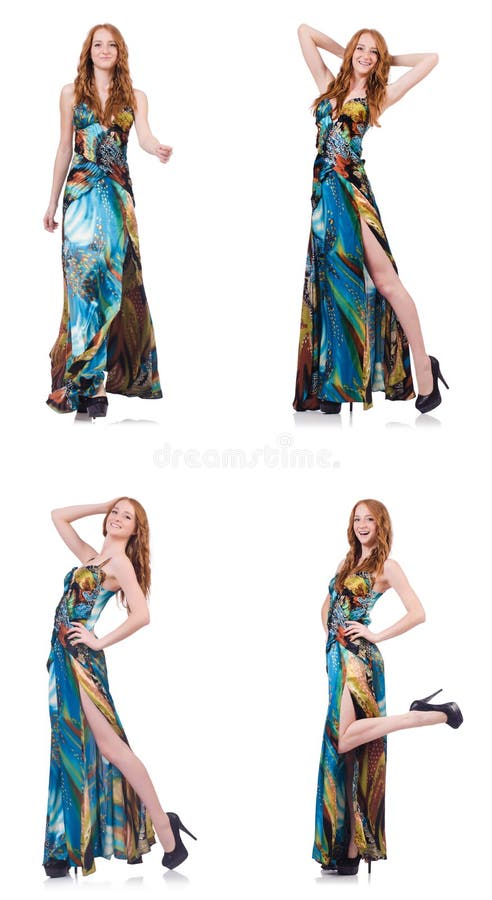 The Model in Nice Dress Isolated on White Stock Photo - Image of ...