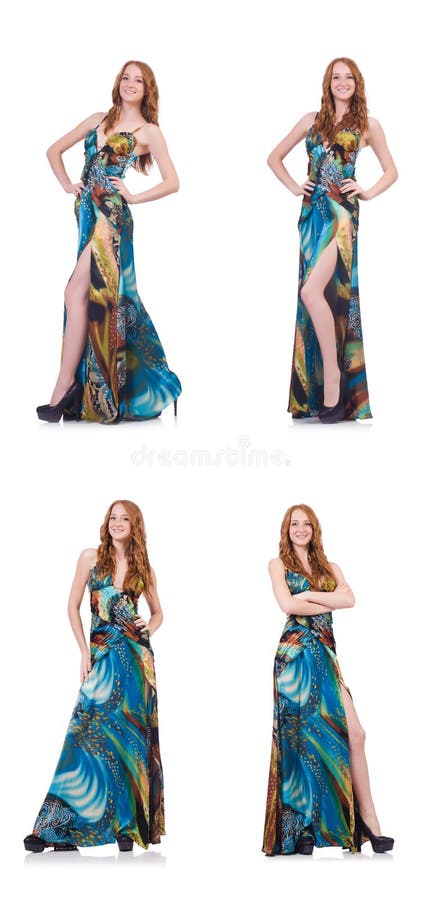The Model in Nice Dress Isolated on White Stock Image - Image of model ...