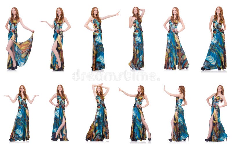 The Model in Nice Dress Isolated on White Stock Photo - Image of ...