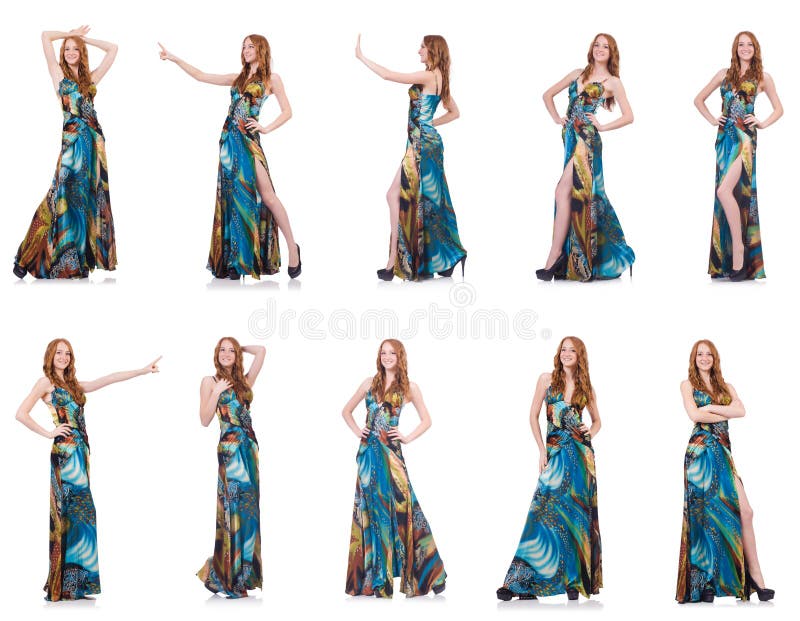 The Model in Nice Dress Isolated on White Stock Image - Image of ...