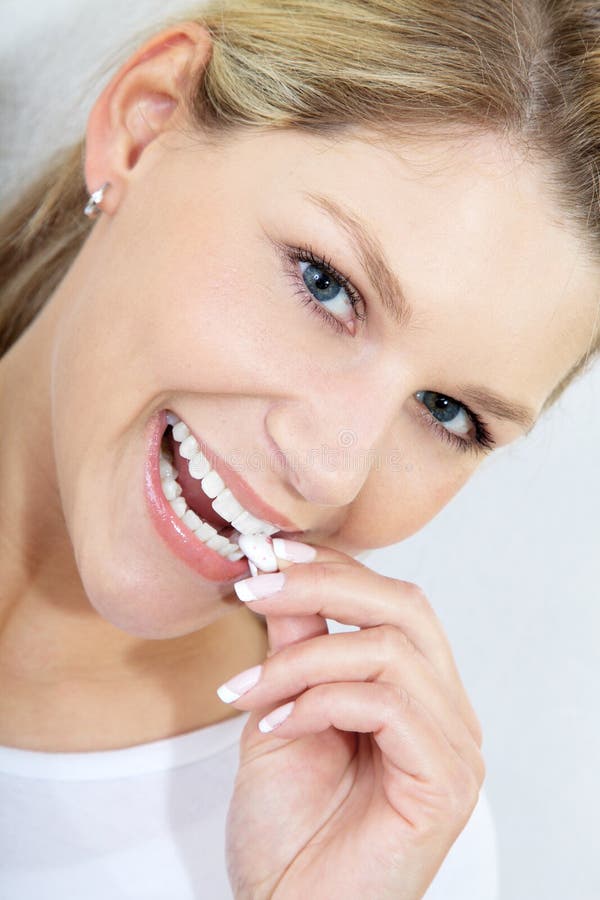 Model with nice teeth stock image. Image of brush, pretty - 39469109