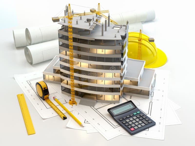 Skyscraper Construction, 3d Illustration Stock Illustration ...