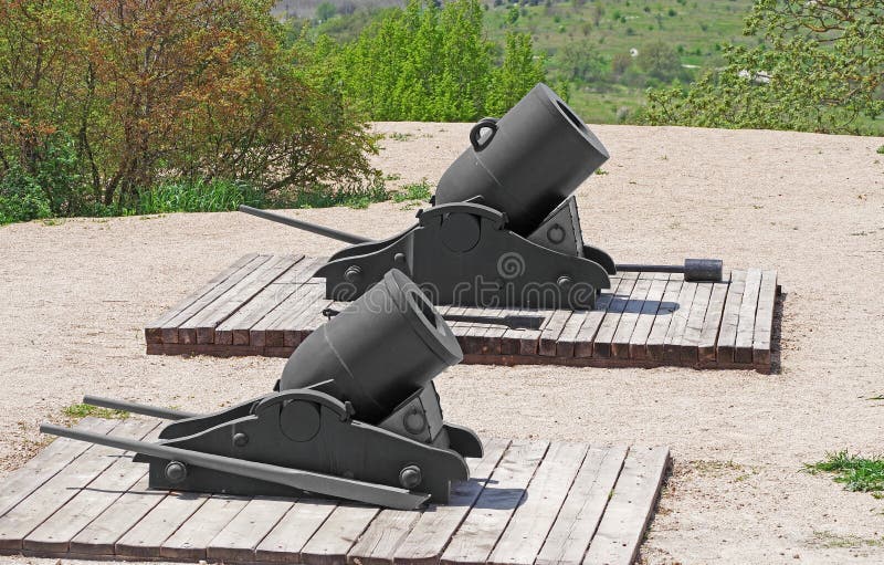 Model of Old Big Artillery Cannons Stock Image - Image of fortress ...