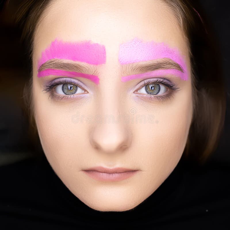 The Forehead of the Model is Marked with the Architecture of the ...