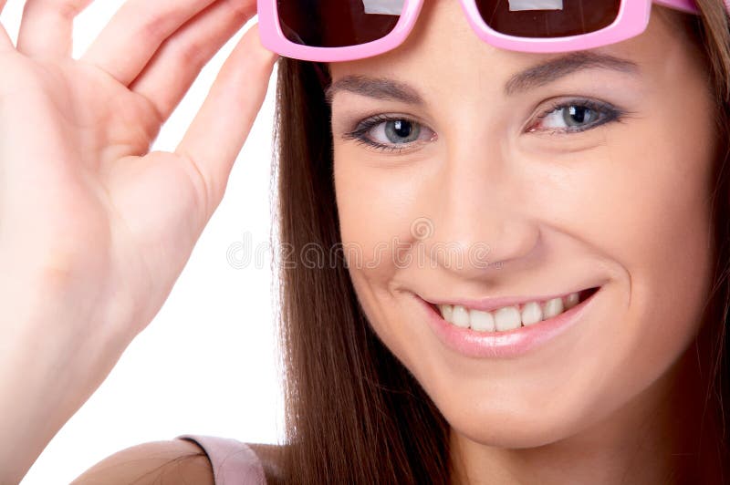 Model in pink sun-glasses stock photo. Image of lifestyles - 13504398