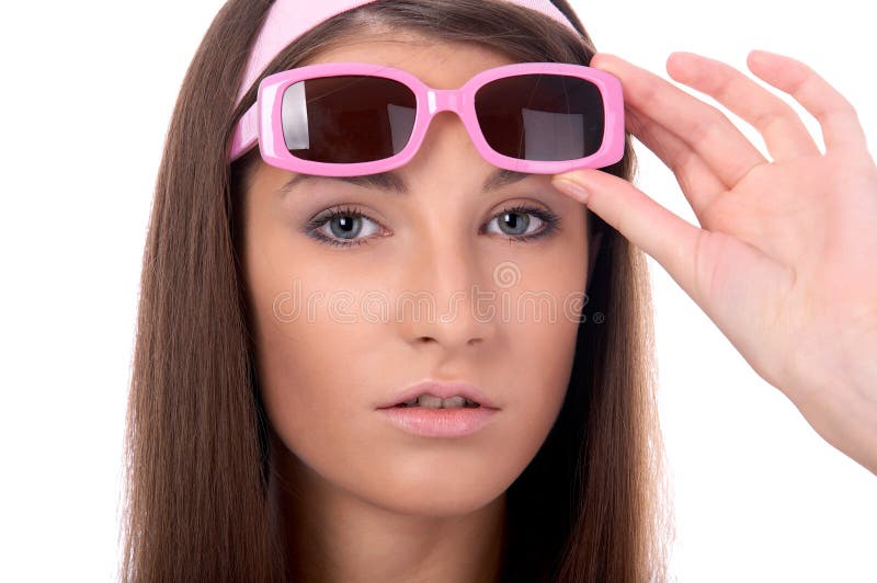 Fashion Beauty Model Girl Wearing Stylish Glasses Full of Rose Petals ...