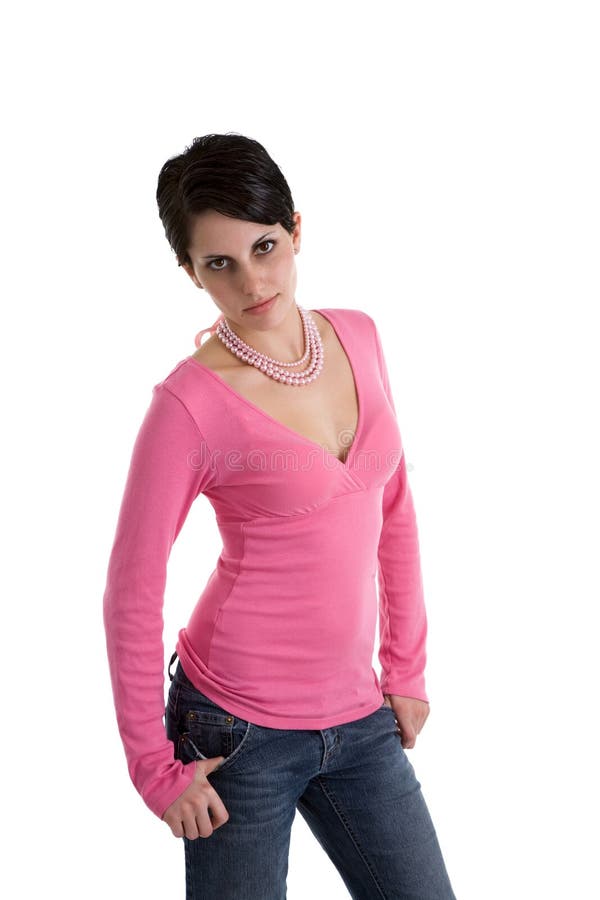 Model in pink top stock image. Image of clothing, beautiful - 16783961