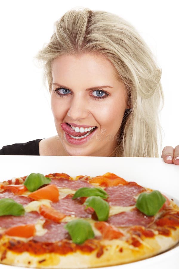 Model with pizza stock photo. Image of food, female, happy - 38755926